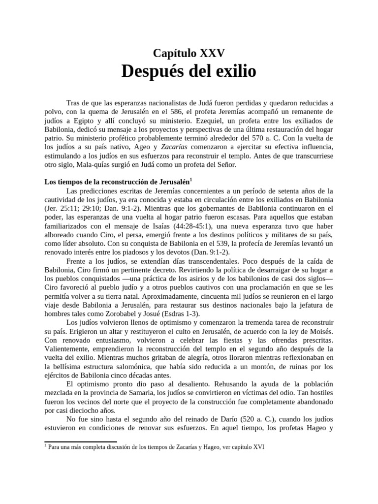 Capítulo 25 Después Del Exilio | PDF | Cautiverio babilónico | Templo en jerusalén