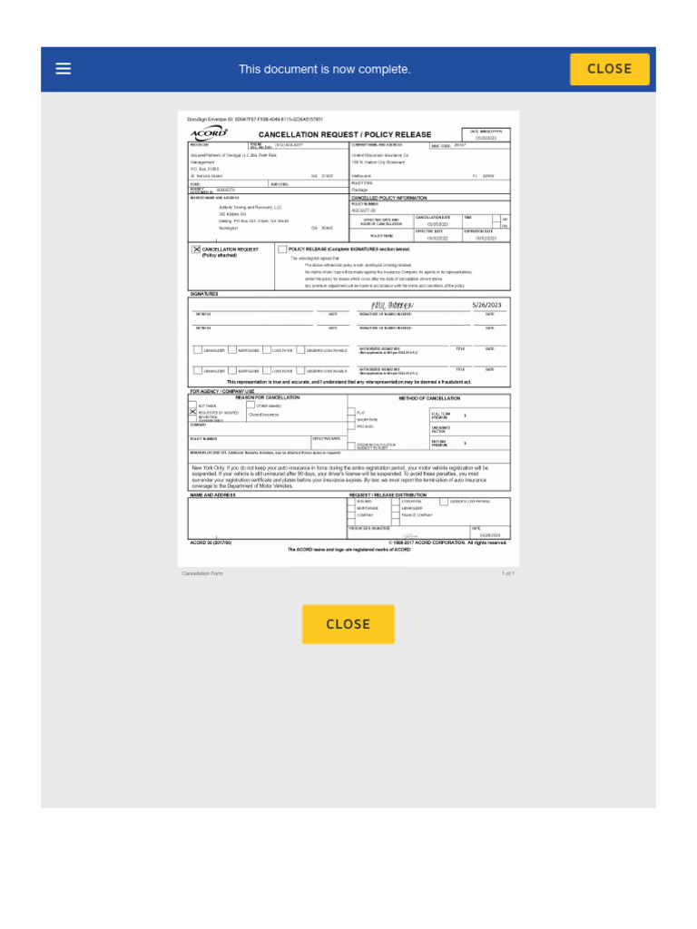 Cancellation of Insurance | PDF