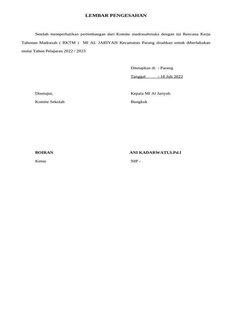 Contoh RKT - Tukang Ketik | PDF