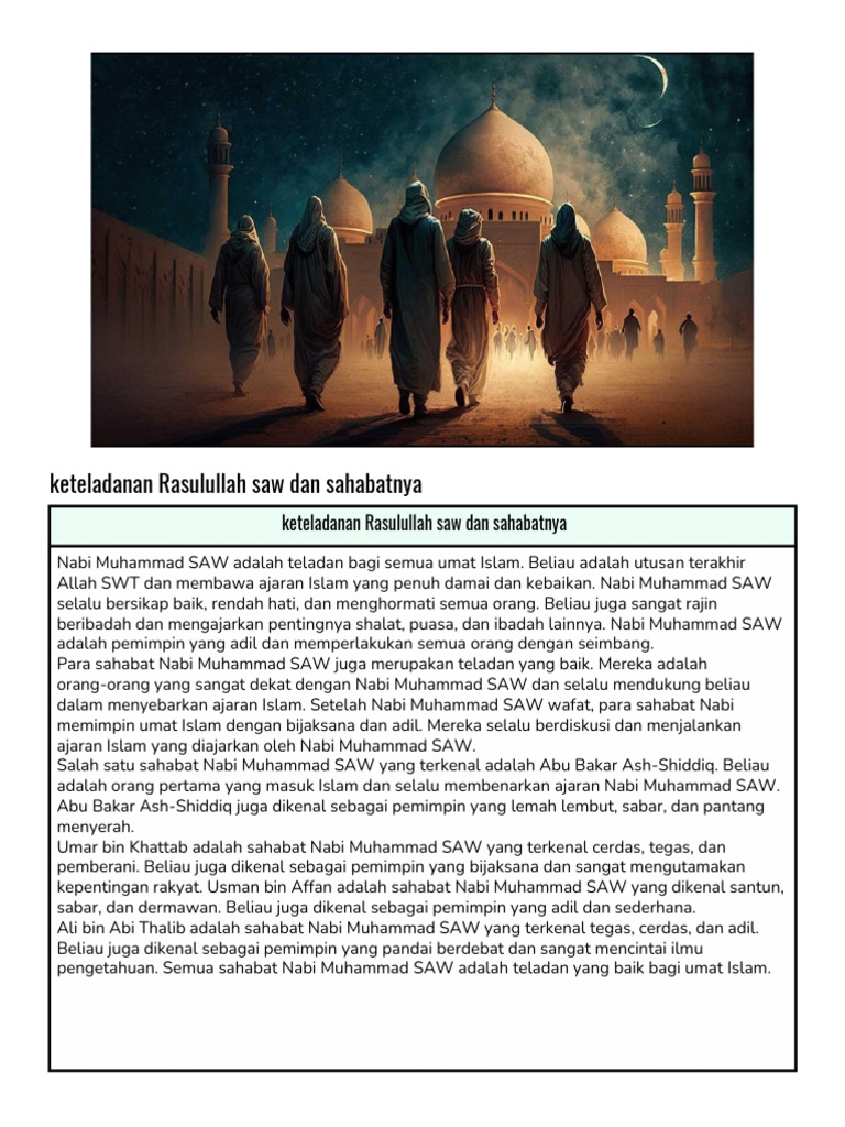 Keteladanan Rasulullah Saw Dan Sahabatnya - by Diffit (Printable) PDF ...