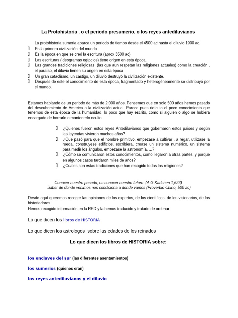 Periodo Presumerio o de Los Reyes Antediluvianos | PDF | Mesopotamia ...