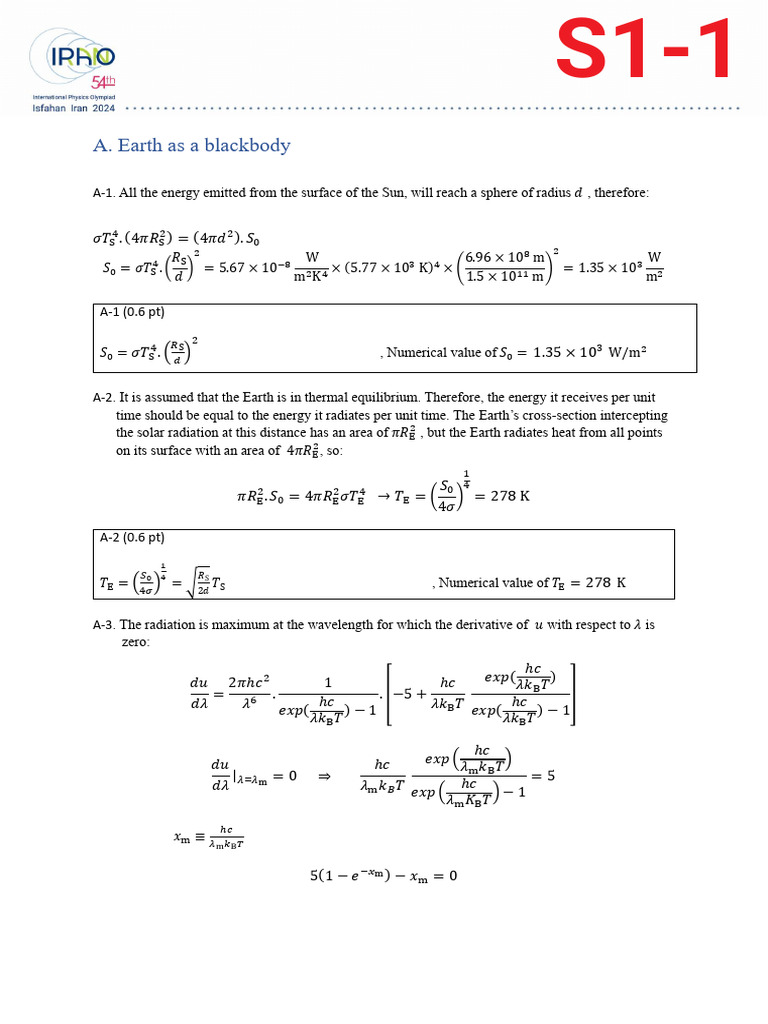 IPhO 2024 S1 | PDF | Electromagnetic Radiation | Physics