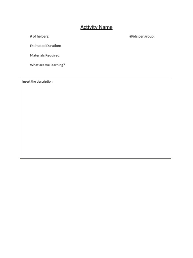 Activity Template | PDF