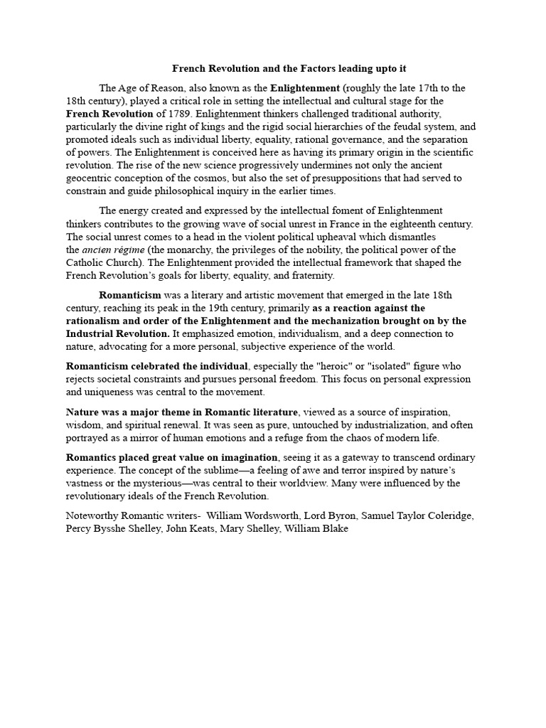 Factors Leading to the French Revolution | PDF | Romanticism | Age Of ...