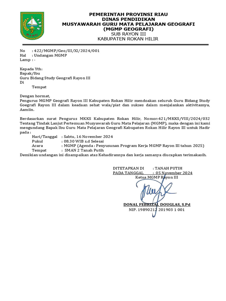 Undangan MGMP | PDF