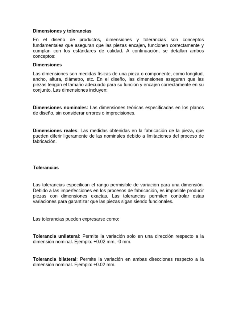 Dimensiones y Tolerancias en Diseño | PDF | Tolerancia de ingeniería