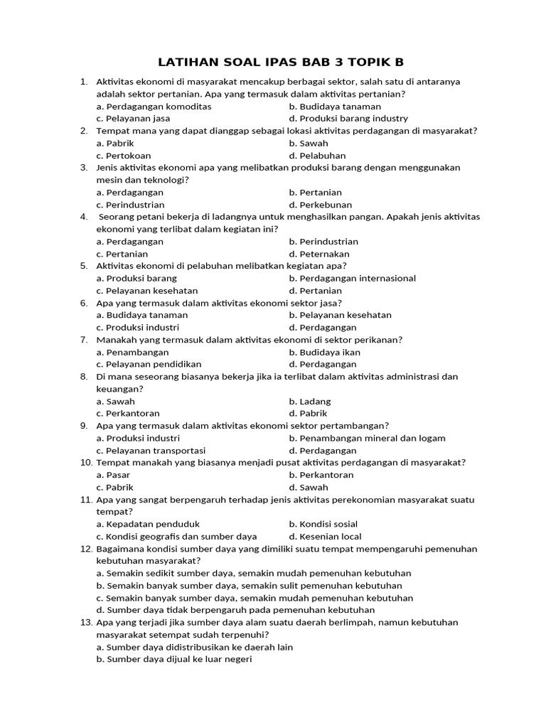 Latihan Soal Ipas Bab 3 Topik B | PDF | Teknologi & Rekayasa