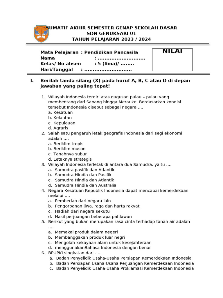 SAS Pend Pancasila | PDF