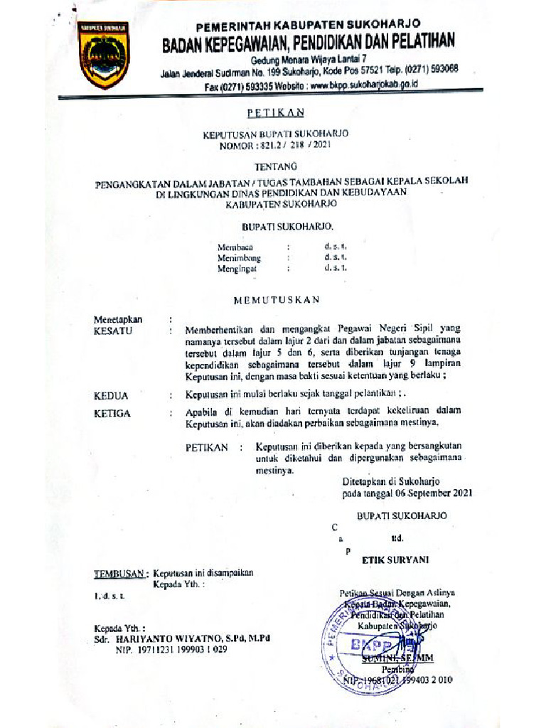 SK Mutasi 2021 197112311999031029 | PDF