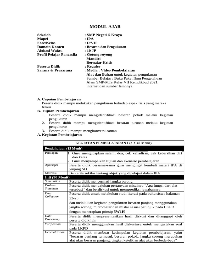 Contoh RPP K Merdeka | PDF | Karier & Perkembangan
