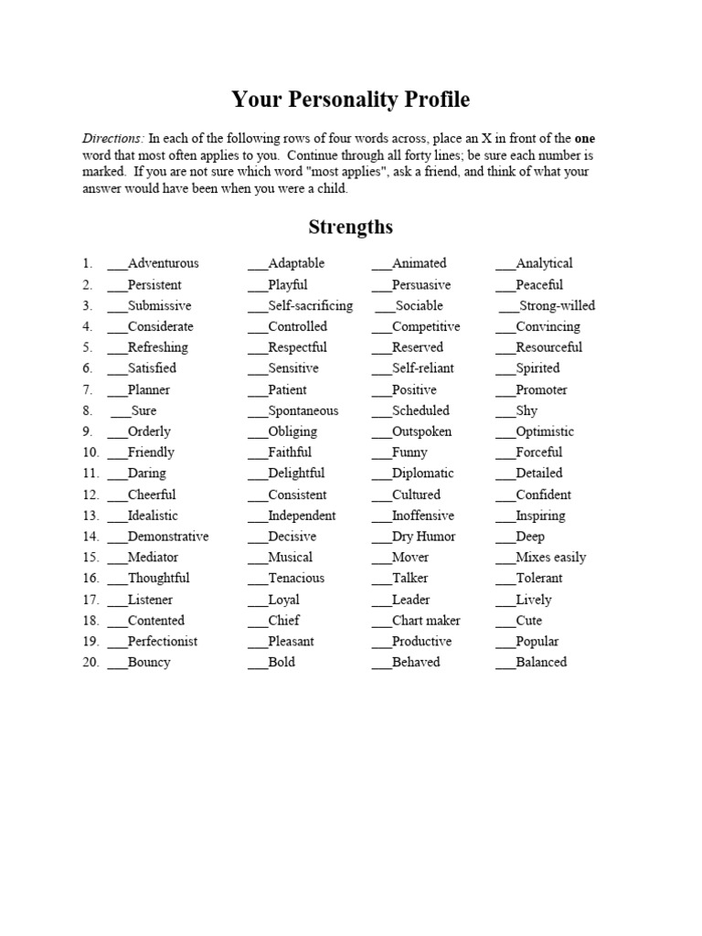 PersonalityPlusPiece Score Sheets | PDF | Extraversion And Introversion ...