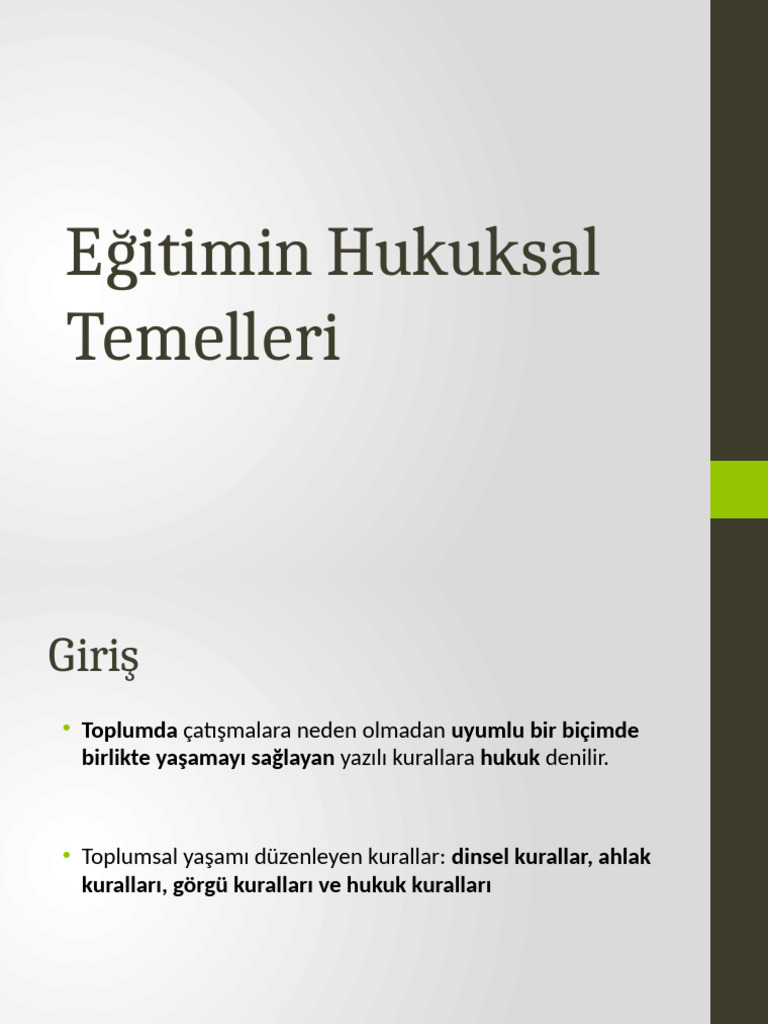Eğitimin Hukuksal Temelleri | PDF