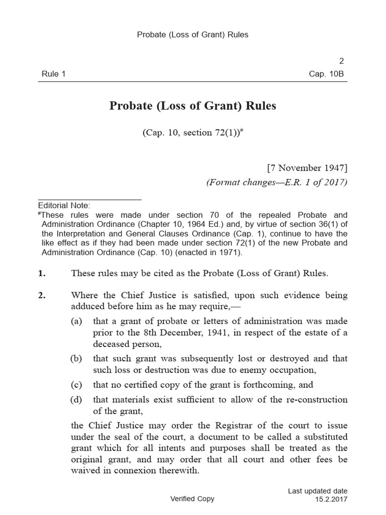 Cap 10B Probate Loss of Grant | PDF
