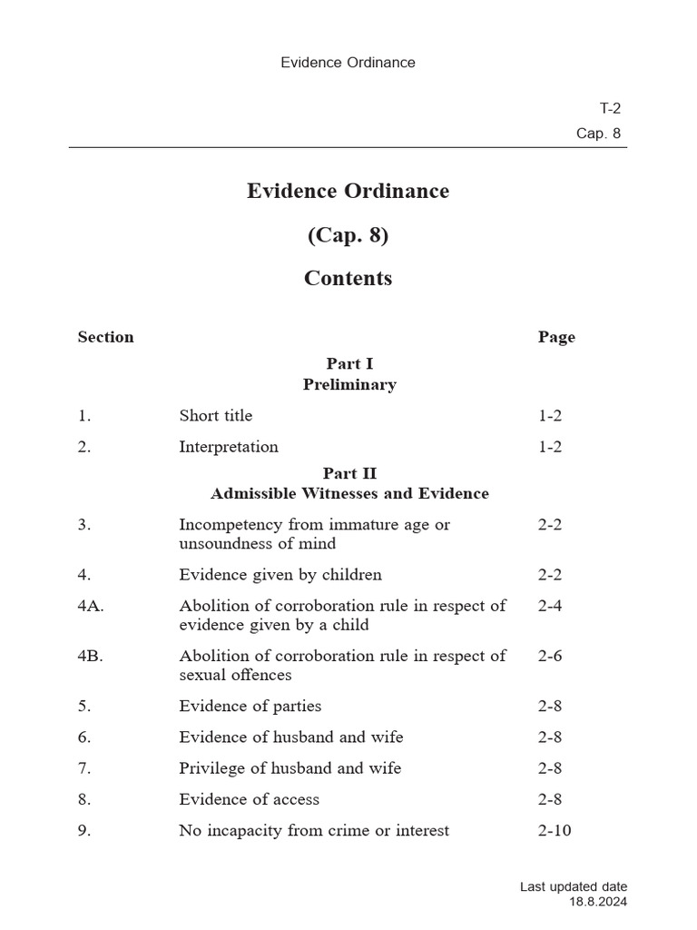 Cap 8 Evidence Ordinance | PDF | Evidence (Law) | Hearsay