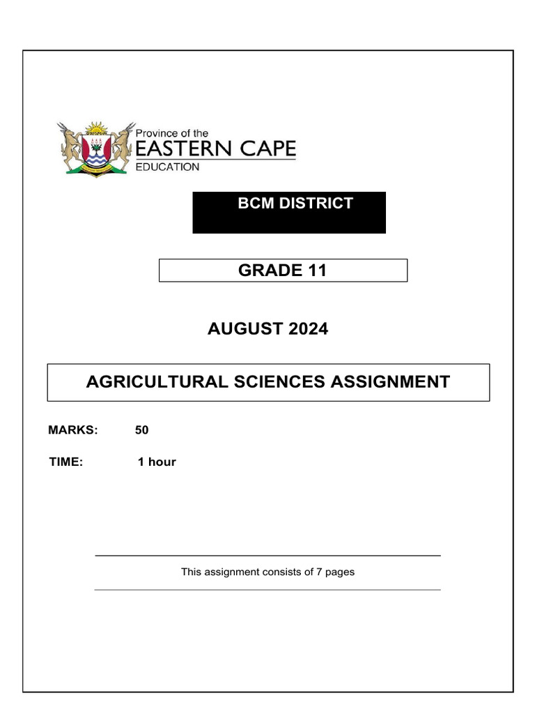 AGRIC GR 11 TERM 3 Assignment | PDF | Fertilizer | Plant Nutrition