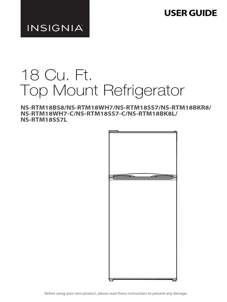 Insignia 18 Cu. Ft. Refrigerator Guide | PDF | Refrigerator | Home ...