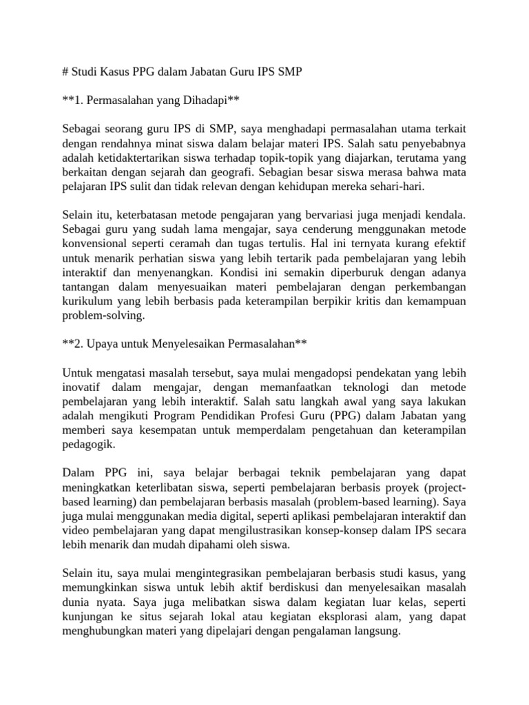 Studi Kasus PPG Dalam Jabatan Guru IPS SMP | PDF