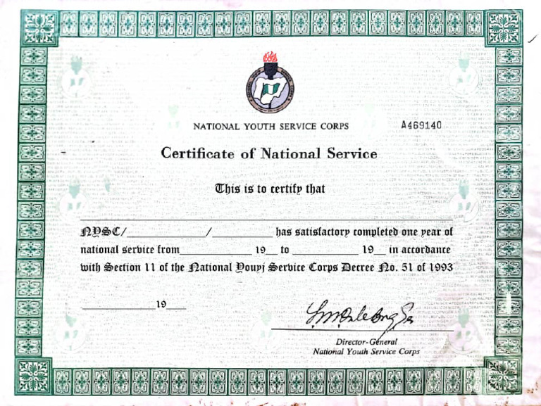 Nysc Cert | PDF