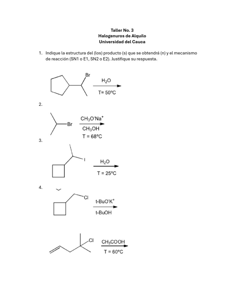 Ejercicios SN1 y SN2 | PDF | Ciencia y matemáticas