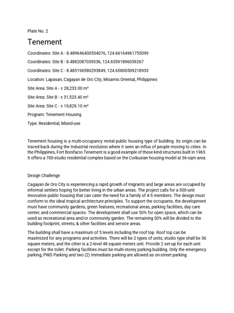 Cagayan de Oro Tenement Design Plan | PDF | Map | Apartment