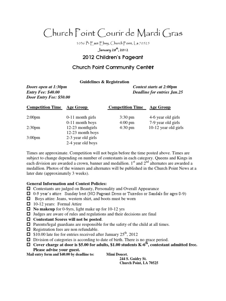 2012 Pageant-Child Form | PDF