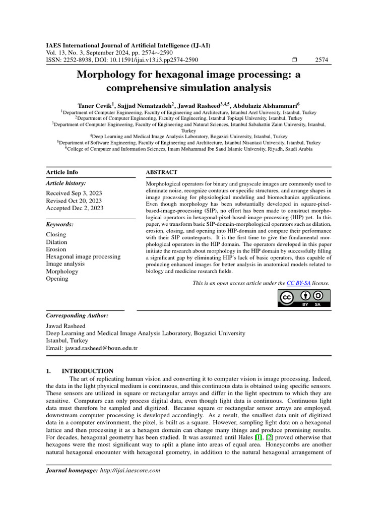 Morphology For Hexagonal Image Processing: A Comprehensive Simulation Analysis | PDF | Imaging ...