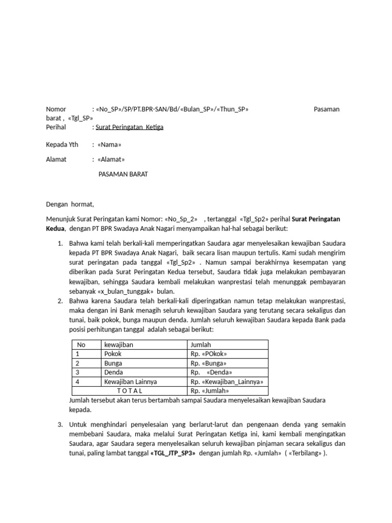 Surat Peringatan Kedua | PDF