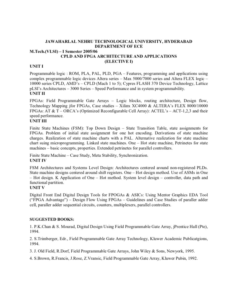 Syllabus Cpld And Fpga Architecture And Applications Pdf Computers