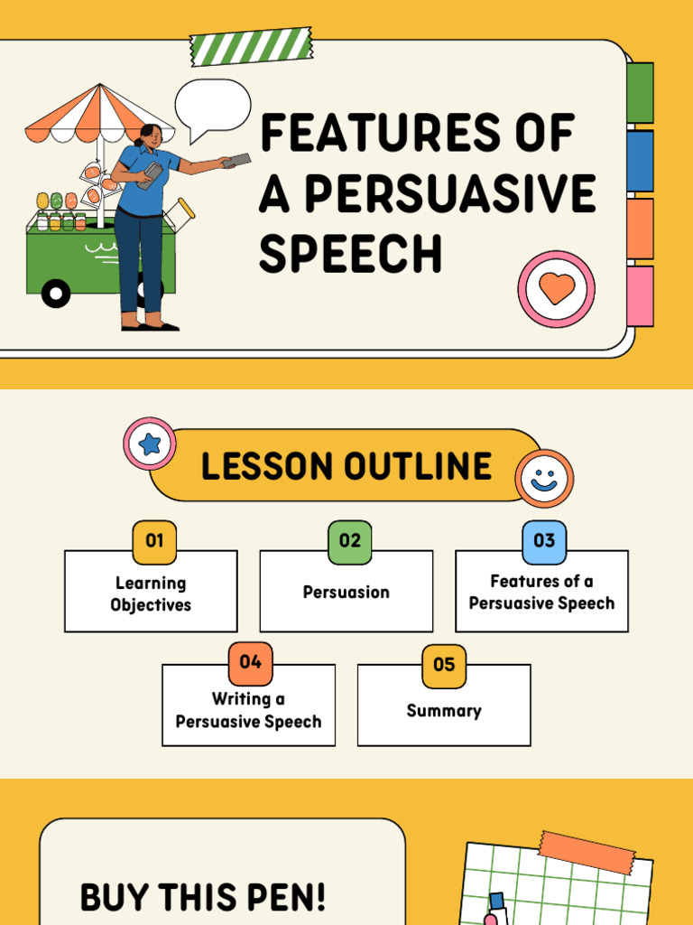 Features of A Persuasive Speech Education Presentation in Yellow Green ...
