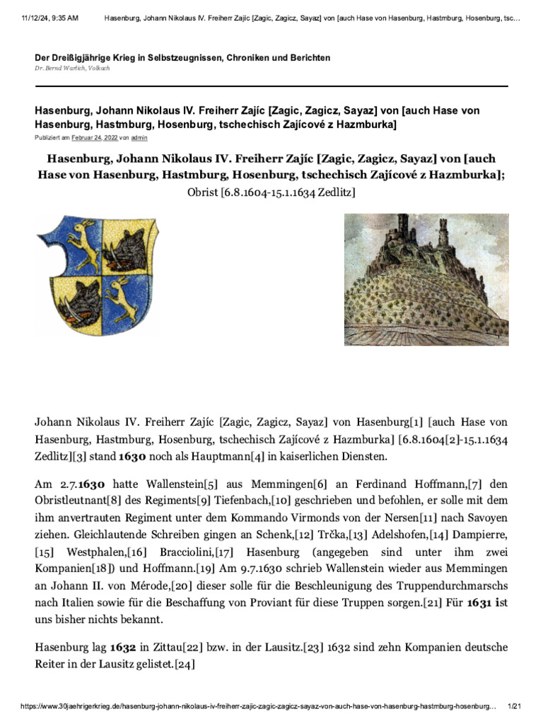 Hasenburg, Johann Nikolaus IV. Freiherr.. | PDF