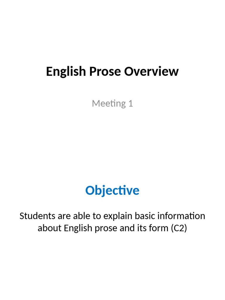 2 English Prose Overview | PDF | Novella