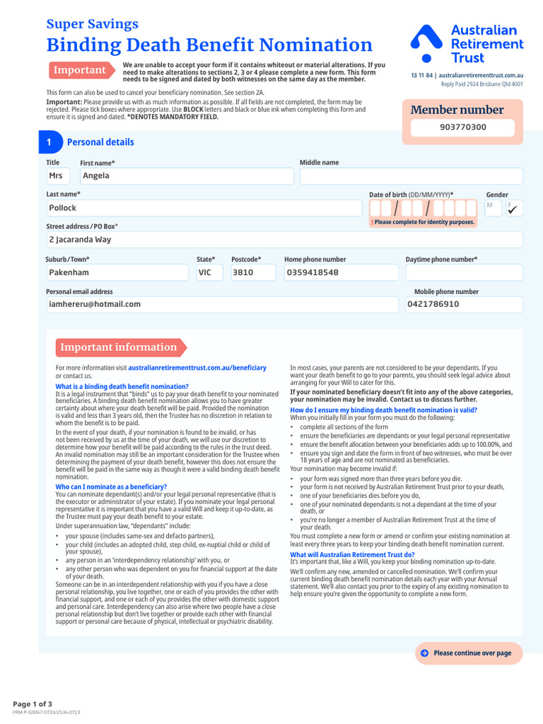 Binding Death Nomination Form | PDF | Justice | Crime & Violence
