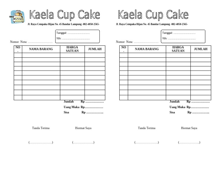 Nota Toko Kue | PDF
