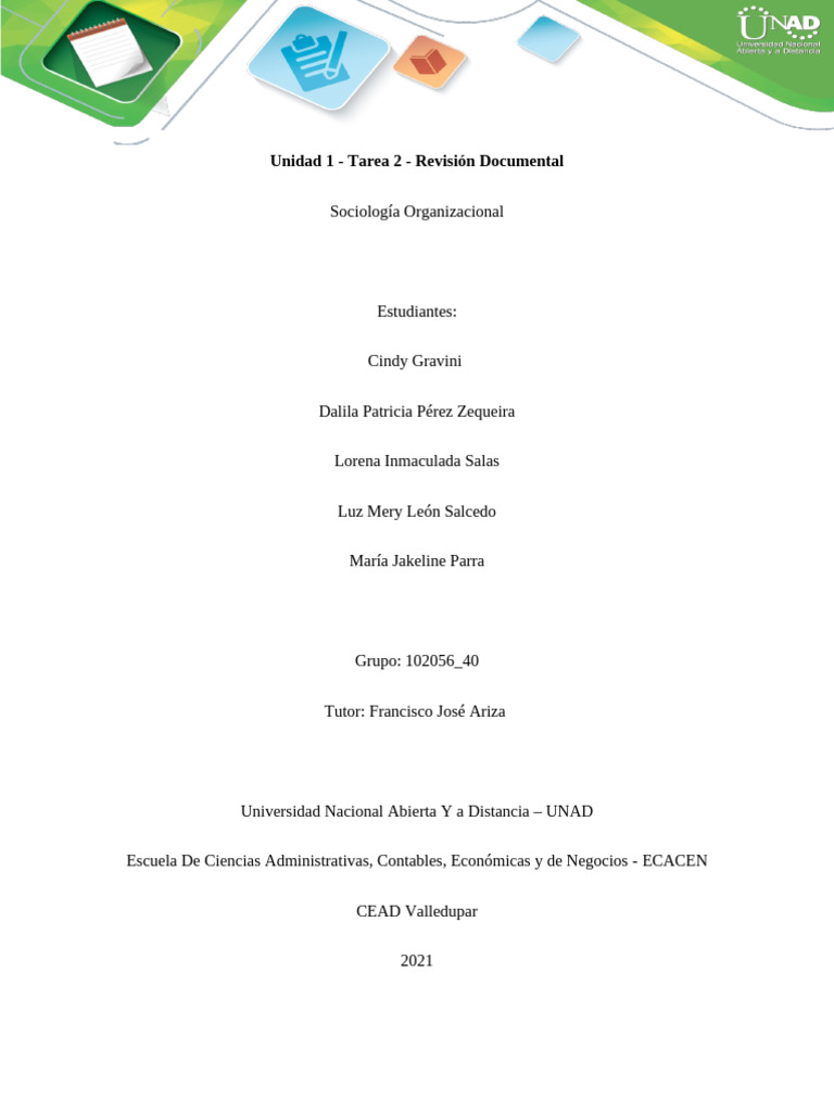 Unidad 1 - Tarea 2 - Revisión Documental Entrega Final | PDF | Sociología | Emile Durkheim