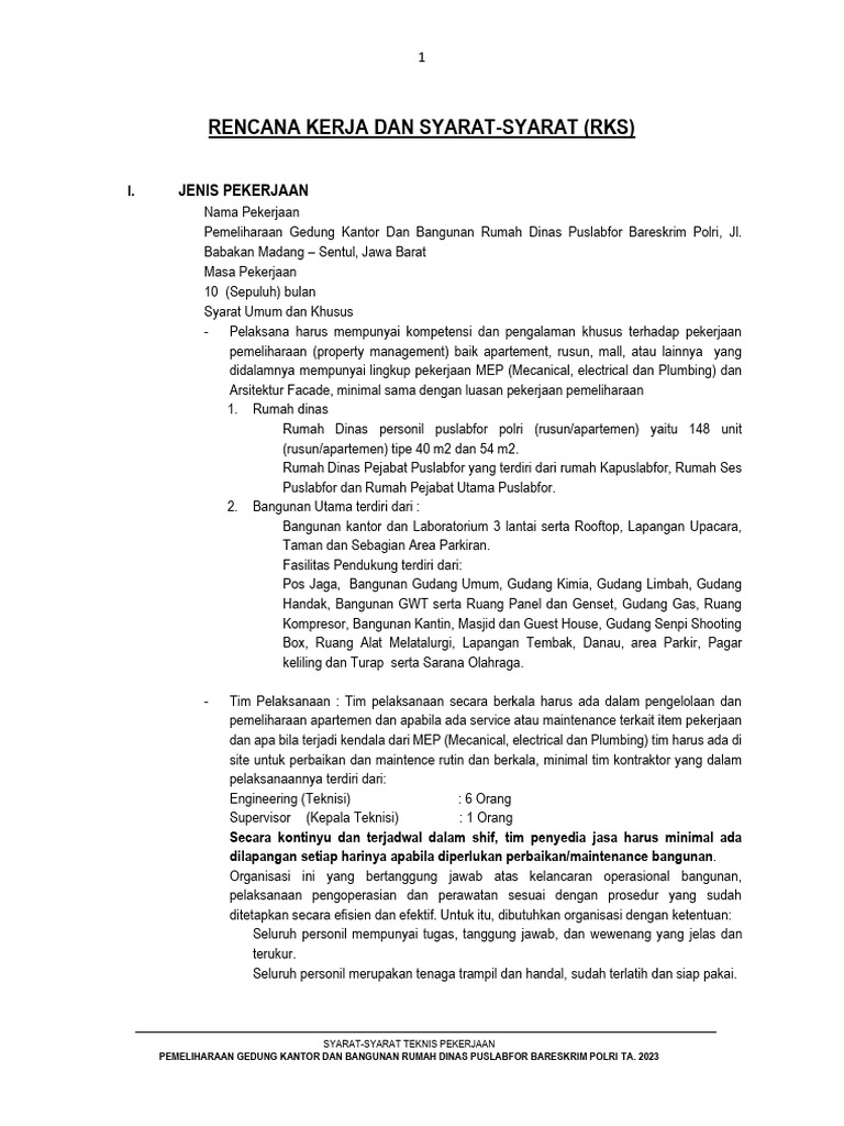 Pemeliharaan Gedung Puslabfor Polri 2023 | PDF