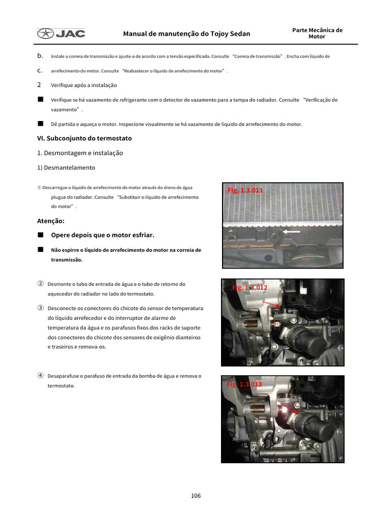 MOTOR JAC J3 VVT A137 (106-149) .En - PT | PDF | Radiador | Termostato