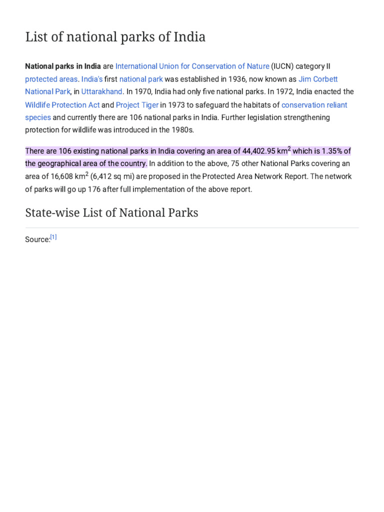 India's National Parks Overview | PDF
