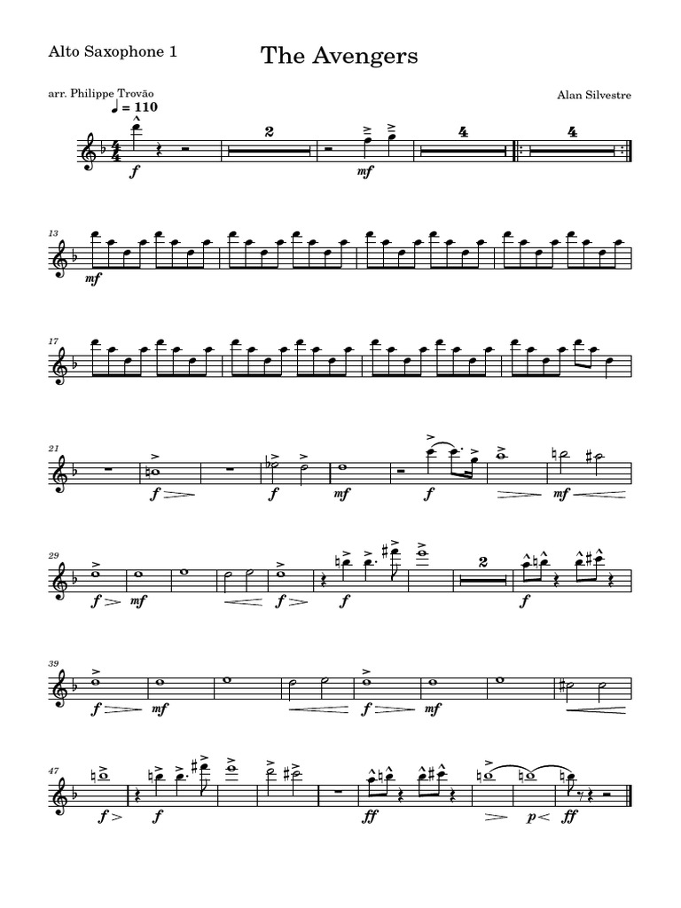 The Avengers V3-Alto Saxophone 1 | PDF | Saxophone