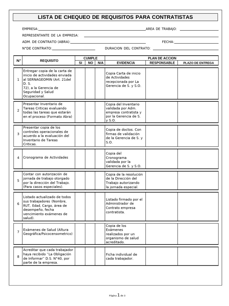 Lista de Chequeo Checklist Carpeta de Arranque | PDF