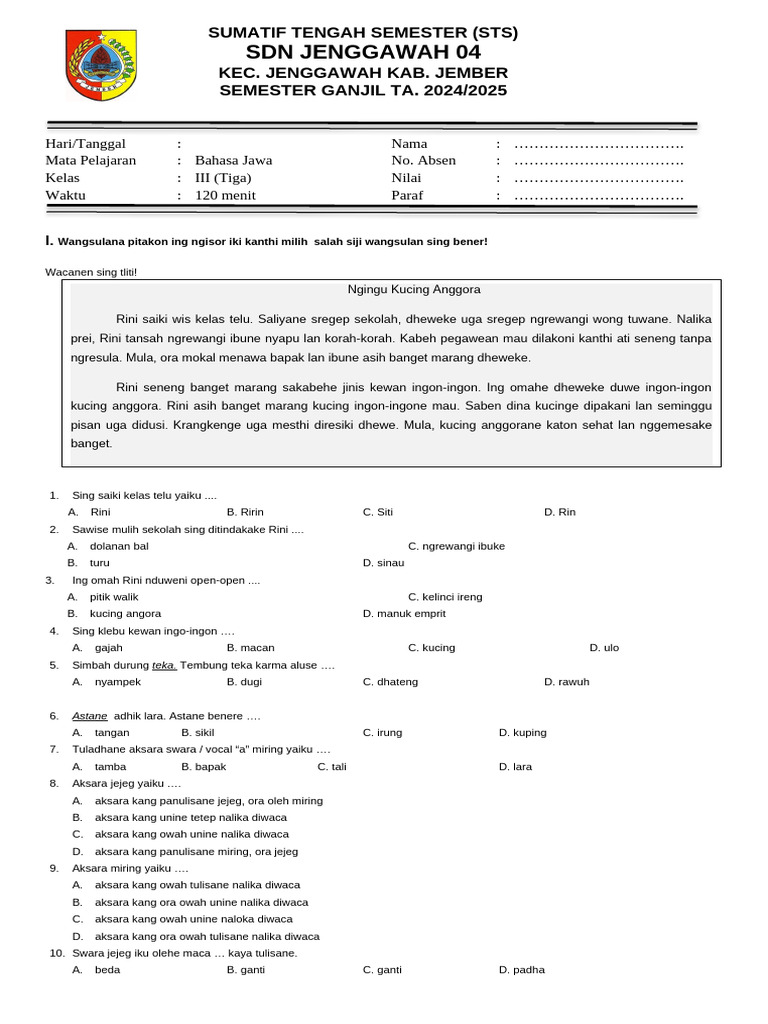 Soal Bhs Jawa Bu Yuyun | PDF