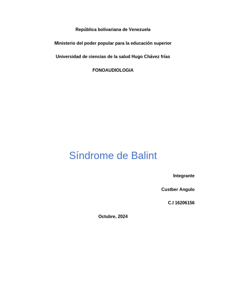 Sindrome de Balin | PDF | Cerebro | Percepción visual