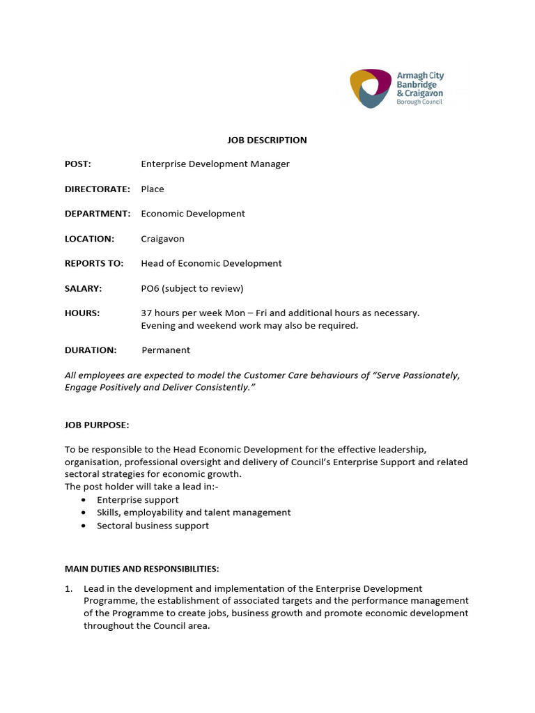 Enterprise Development Manager JD | PDF | Employment | Business
