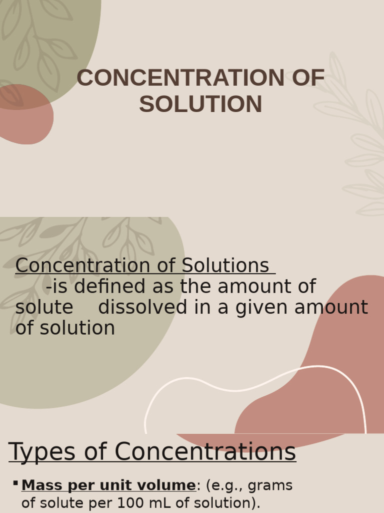 Concentration Of Solution Pdf
