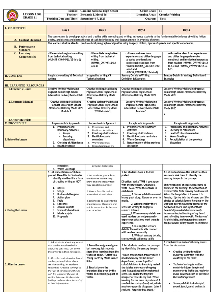 02-Creative Writing | PDF | Senses | Human Communication