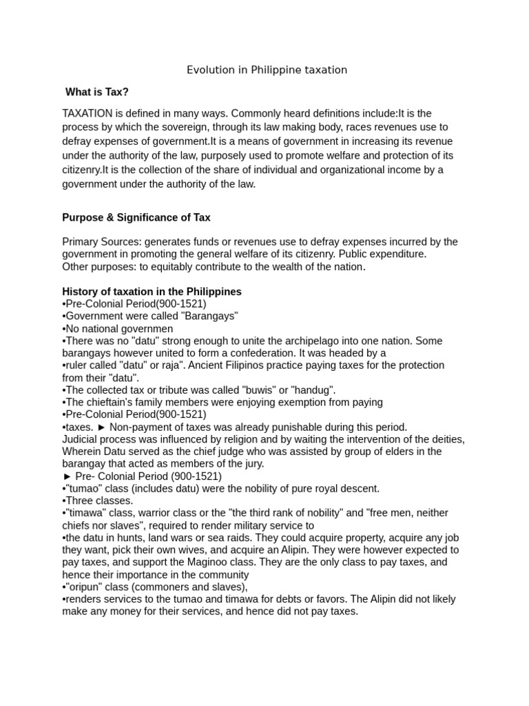Evolution in Philippines Taxation | PDF | Taxes | Payments