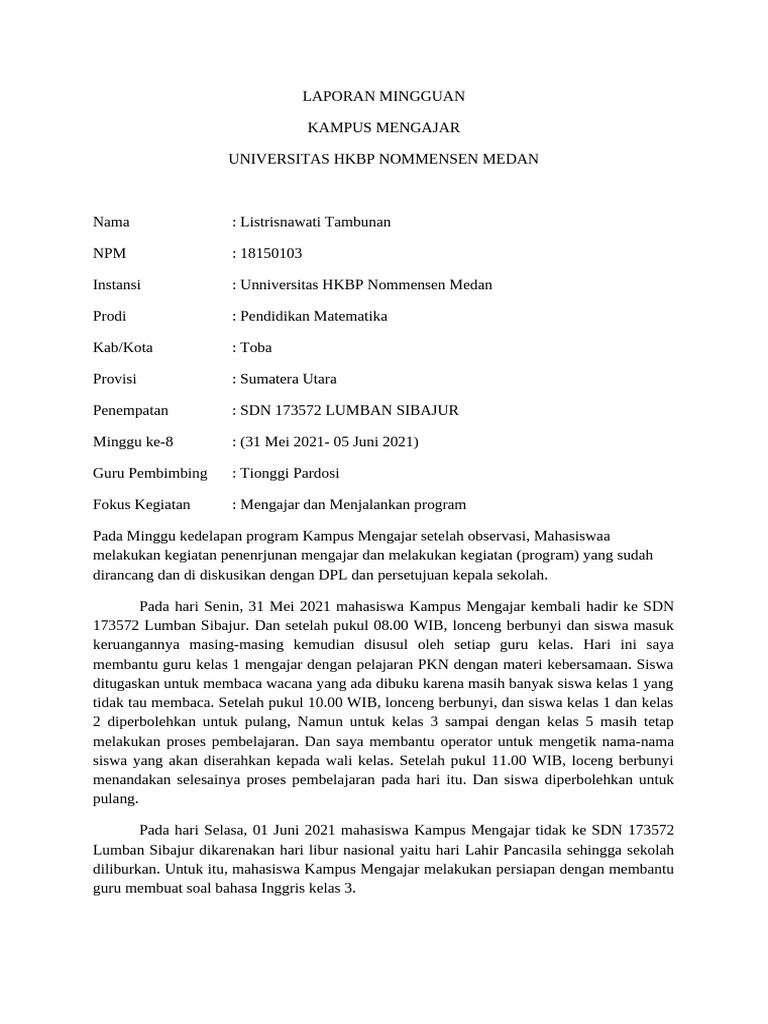 Lap Mingguan 8-2 | PDF | Kesehatan Holistik