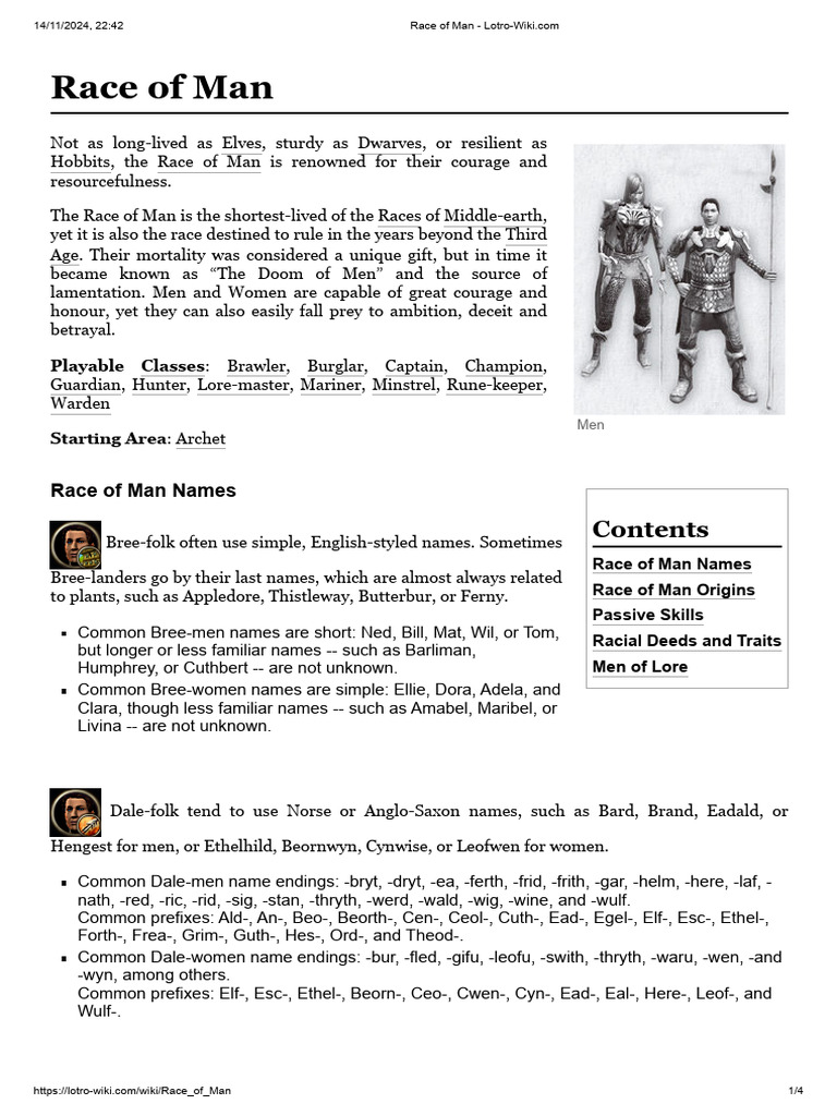 Understanding the Race of Man in LOTRO | PDF | Middle Earth | Middle ...