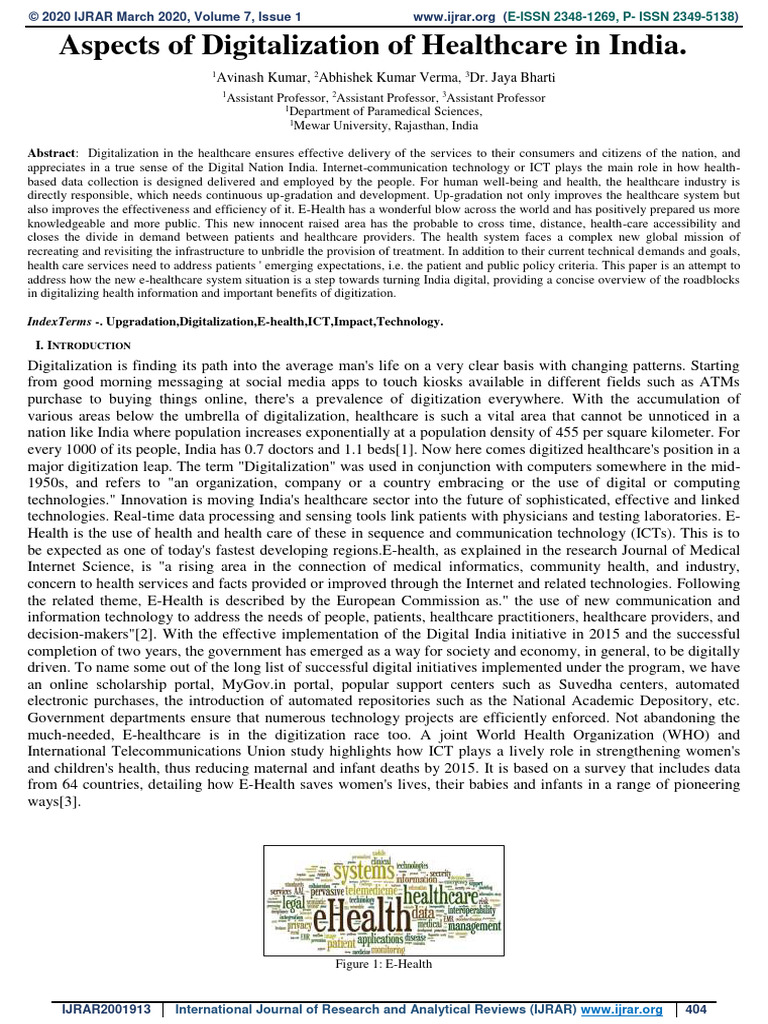 Aspects of Digitalization of Healthcare | PDF | Health Care | Physician