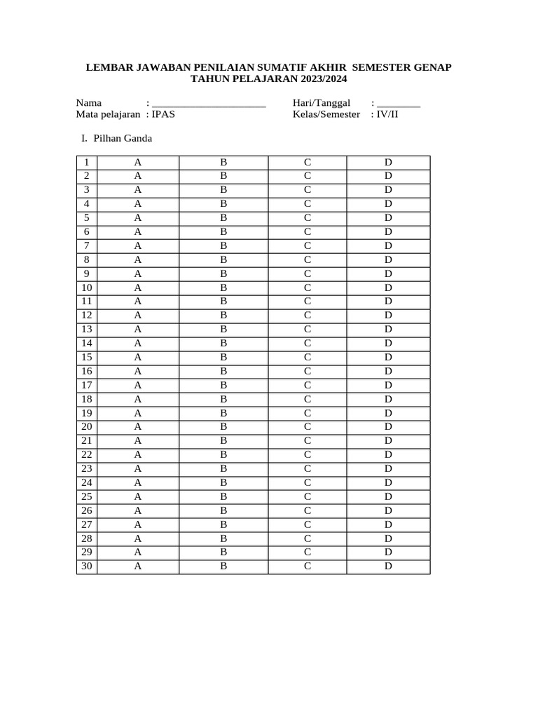 Lembar LJU Dan Kunci Jawaban | PDF