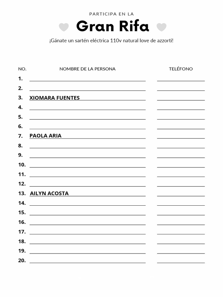 Documento A4 Rifa Minimalista Blanco y Negro - 20241114 - 131204 - 0000 | PDF | Cocina, comidas ...
